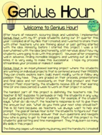 Genius Hour, 20% Time, Inquiry Based Learning, Project Based Learning ...