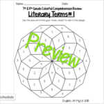 Literary Terms Review Color By Number - English, Oh My!
