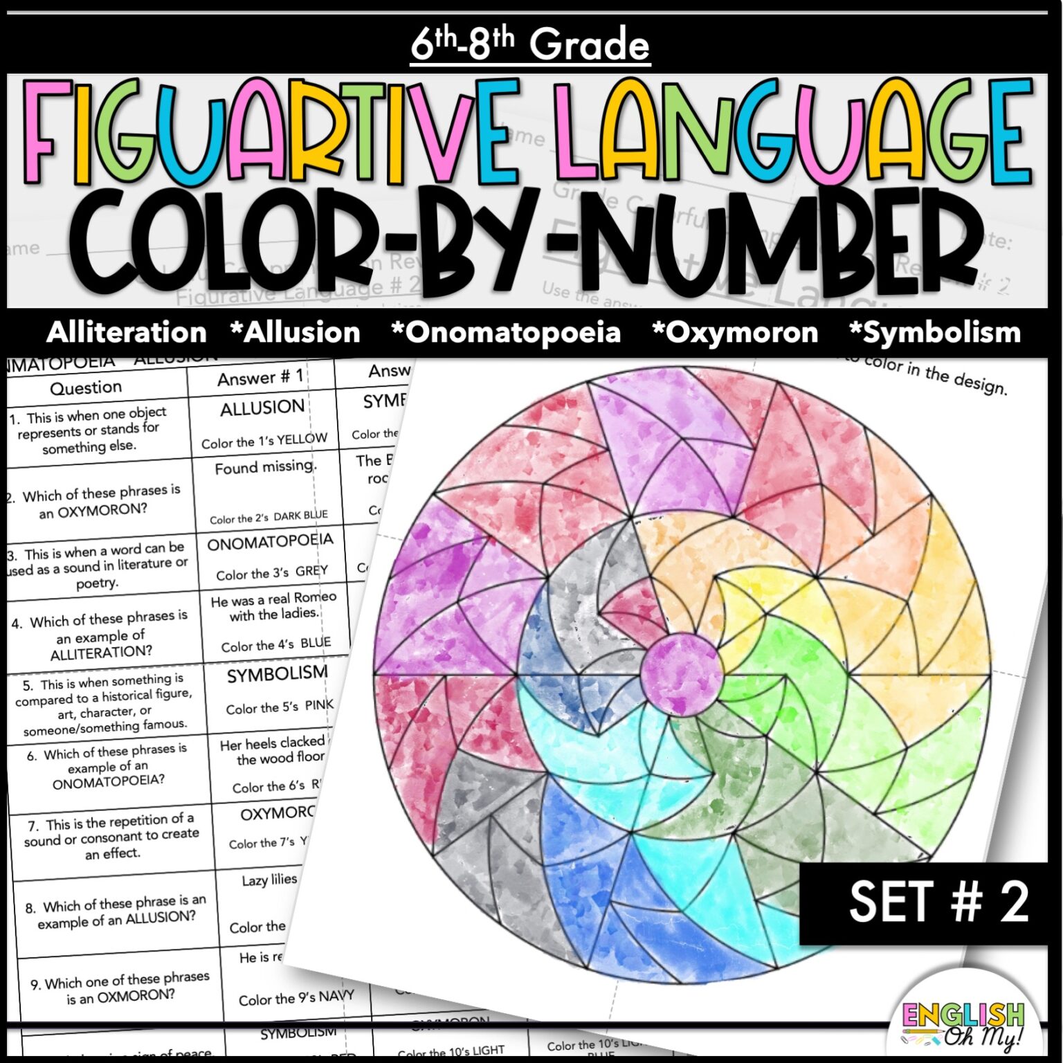 Figurative Language Color by Number - English, Oh My!