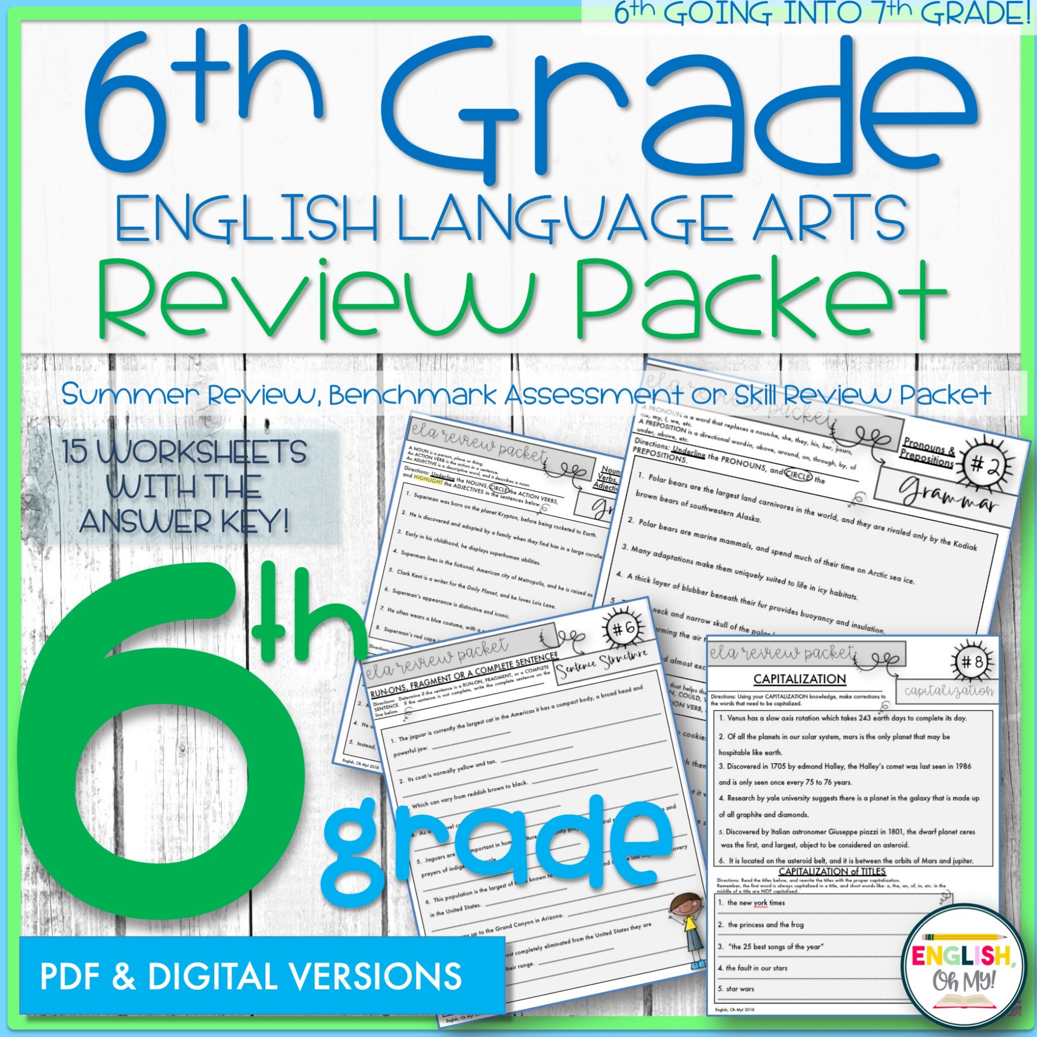 6th Grade English Review Packet English Oh My 6th Grade English Review Packet English Oh My