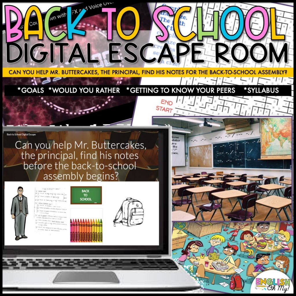 Back to School Digital Escape Room - English, Oh My!