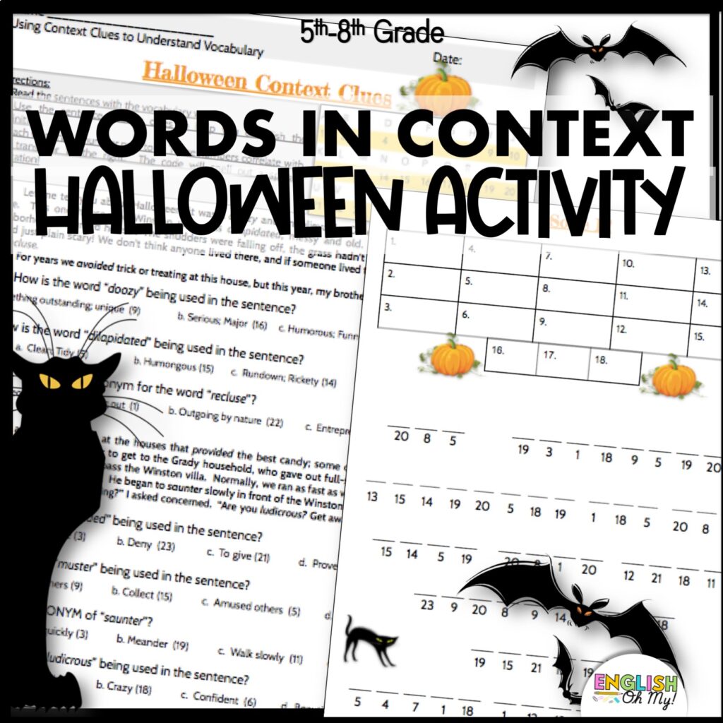 Words in Context Halloween Activity - English, Oh My!