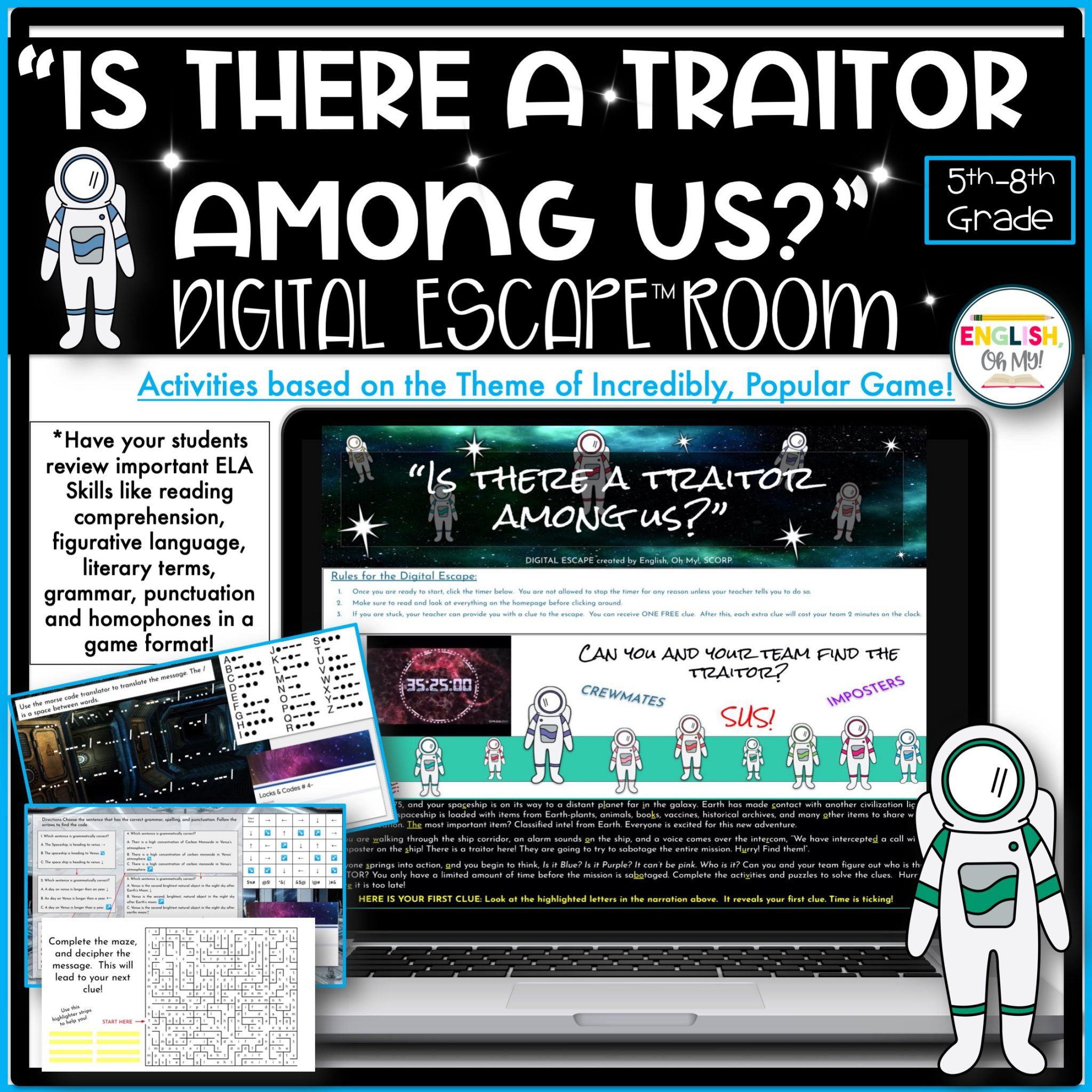 "Is There a Traitor Among Us?" Digital Escape Room - English, Oh My!