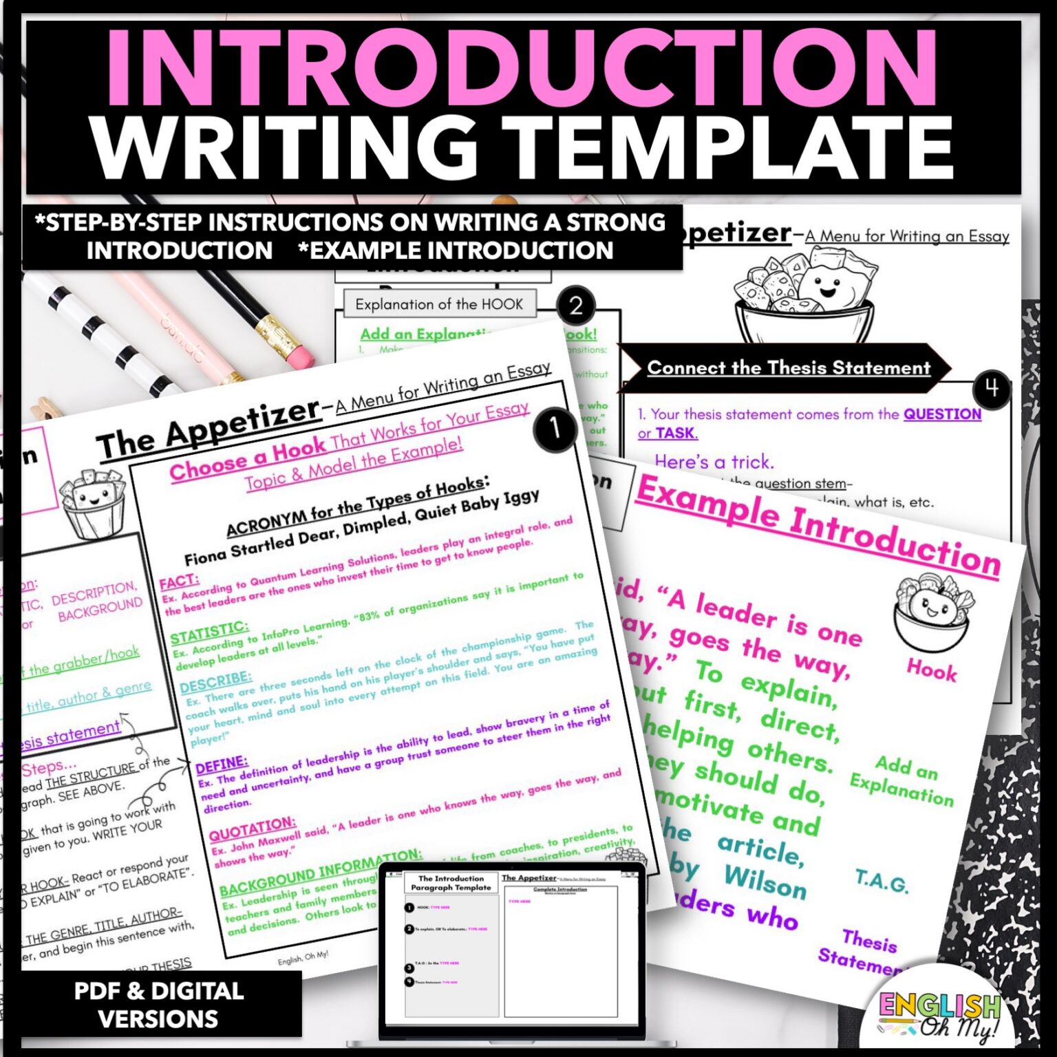 Introduction Writing Menu - English, Oh My!
