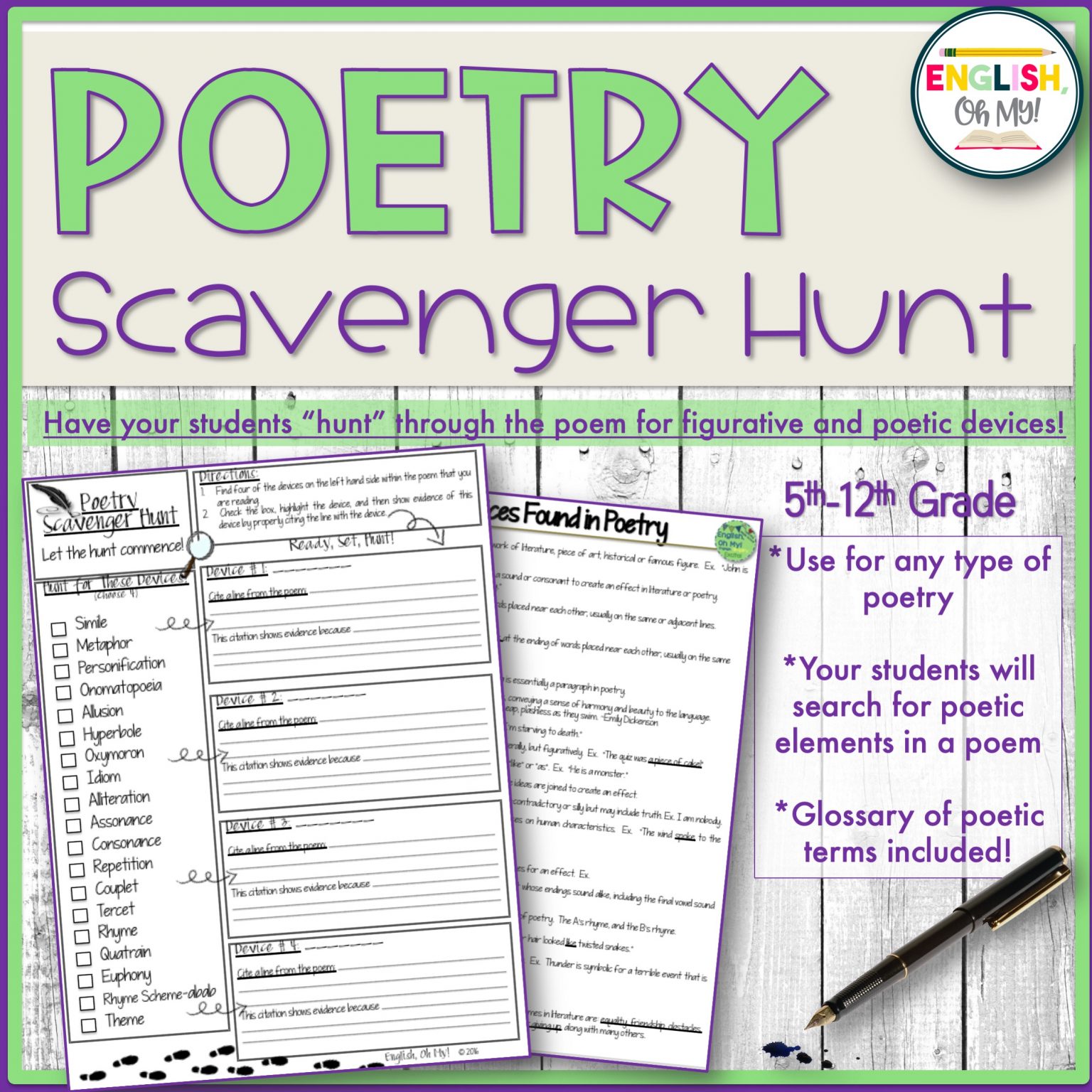 Poetry Scavenger Hunt - English, Oh My!