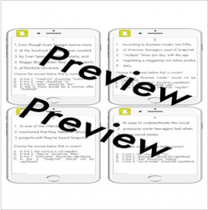 Snapchat Task Cards, Editing, Proofreading - English, Oh My!