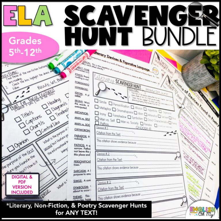 ELA Scavenger Hunt BUNDLE - English, Oh My!