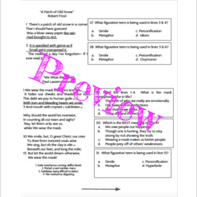 Figurative Language and Literary Terms Test - English, Oh My!