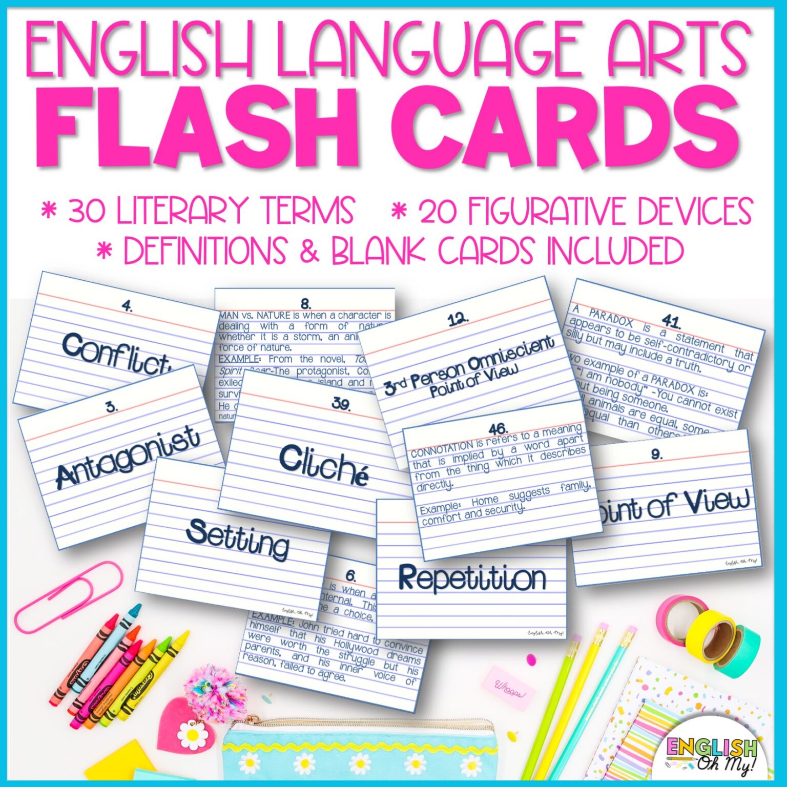 Figurative Language Flash Cards - English, Oh My!