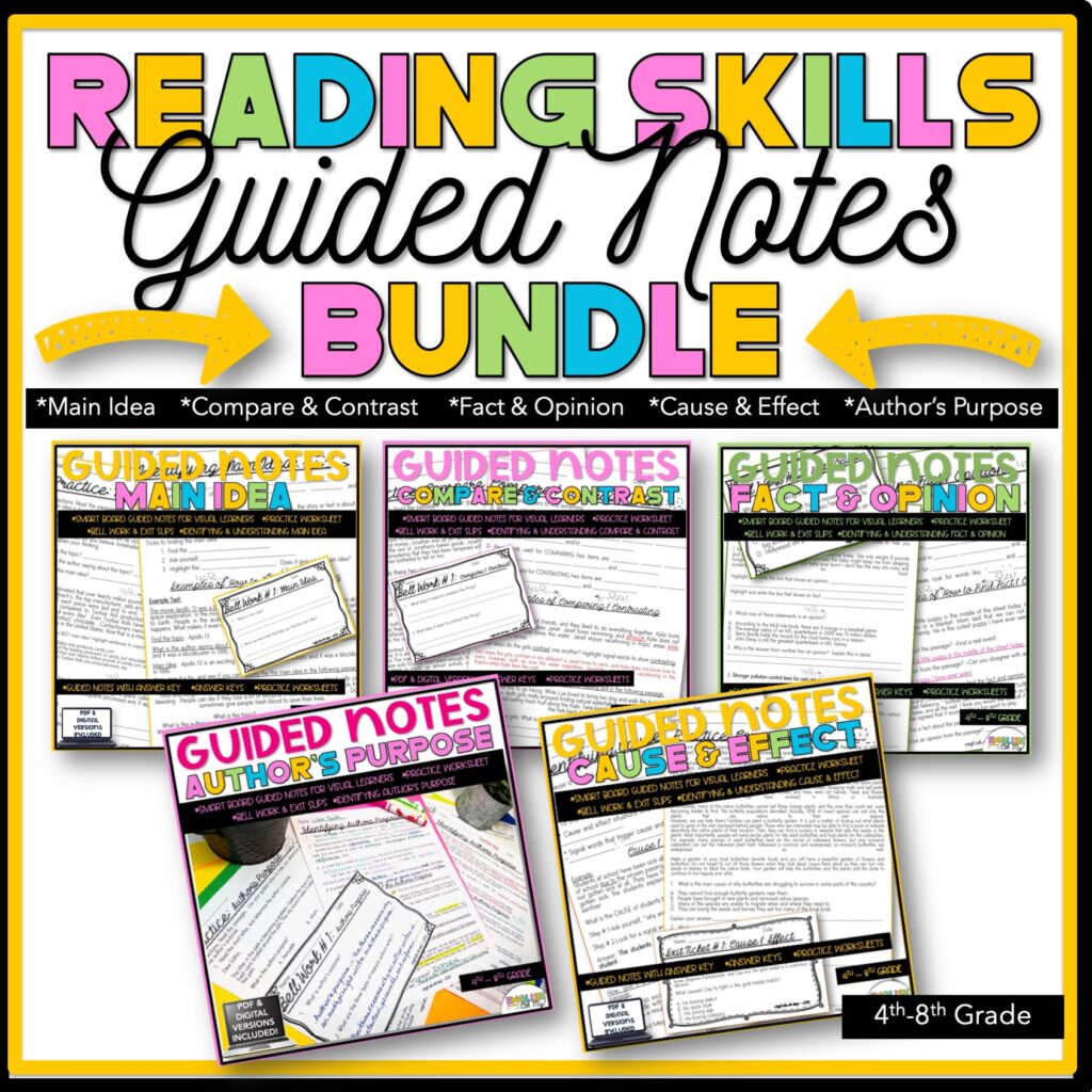 Guided Notes Bundle - Reading Skills & Reading Strategies - English, Oh My!