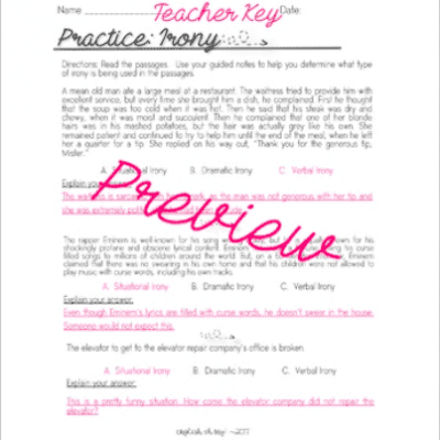 Irony Guided Notes - English, Oh My!