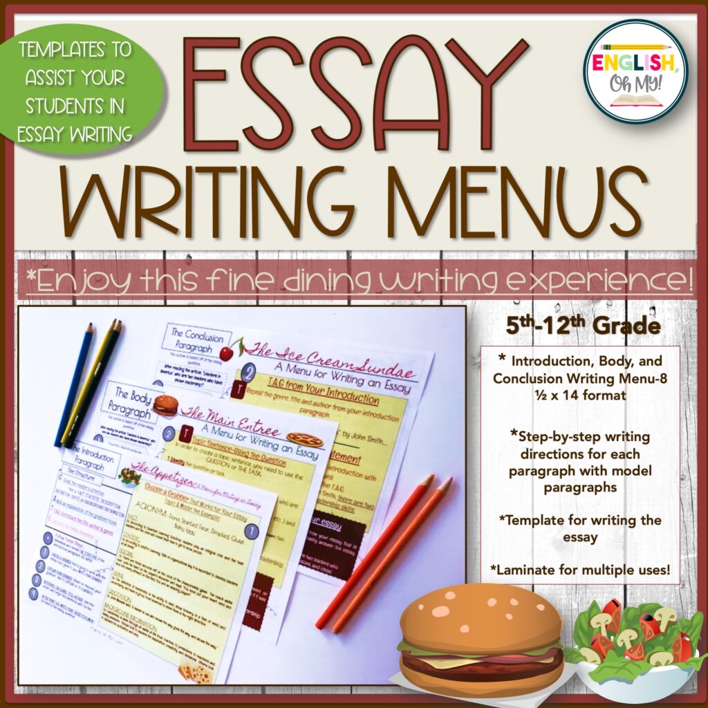 Essay Writing Menus - English, Oh My!