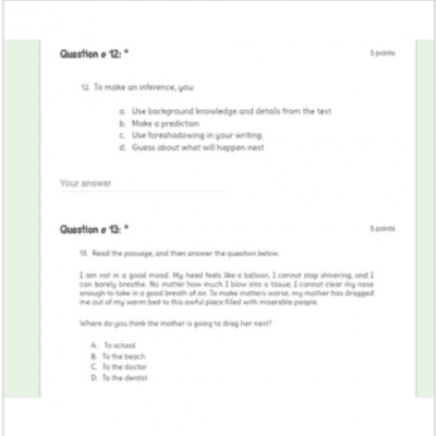 Self-Grading Inference & Drawing Conclusions Assessments - English, Oh My!