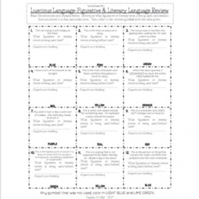 Reviewing Literary & Figurative Terms-Engaging Activity - English, Oh My!