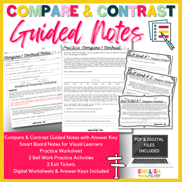 Compare & Contrast Guided Notes - English, Oh My!