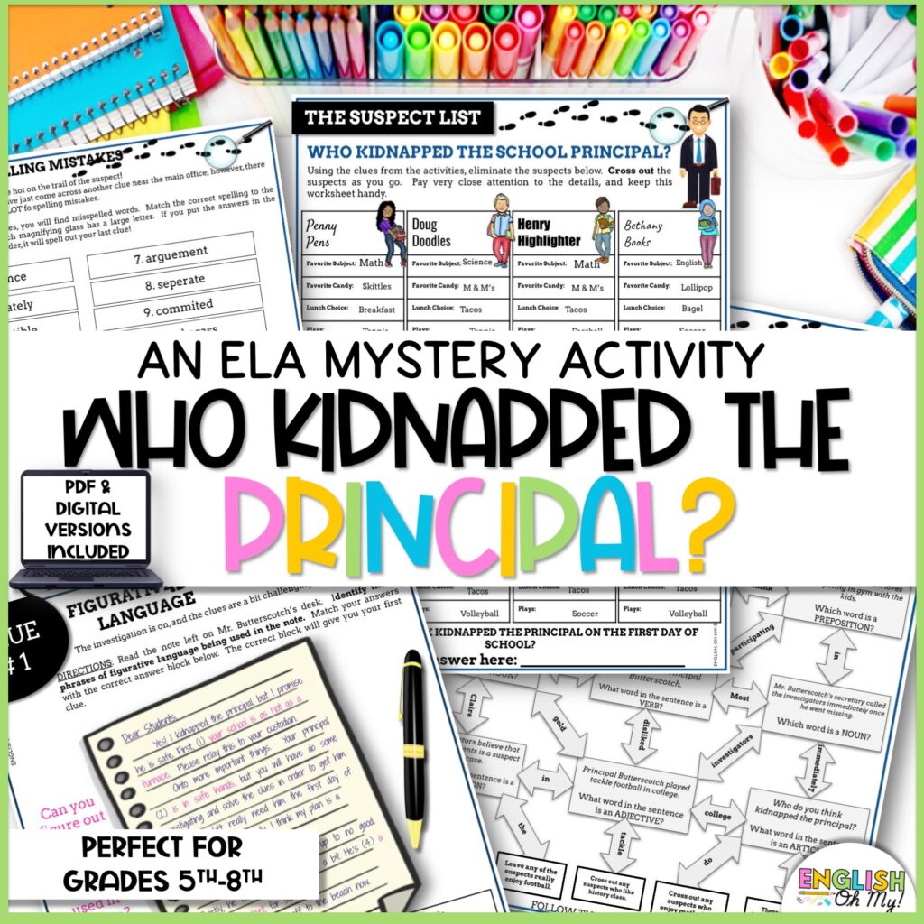 Back to School ELA Mystery - English, Oh My!