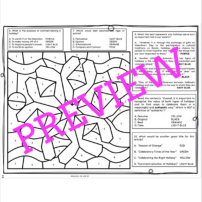 Winter Article Color By Number - English, Oh My!
