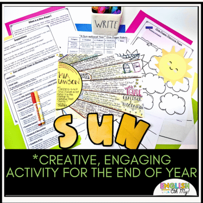 End of the Year One Pager Activity - English, Oh My!