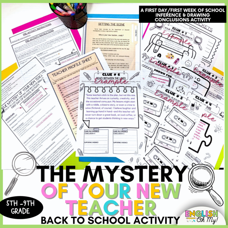 The Mystery of Your New Teacher Back to School Activity - English, Oh My!