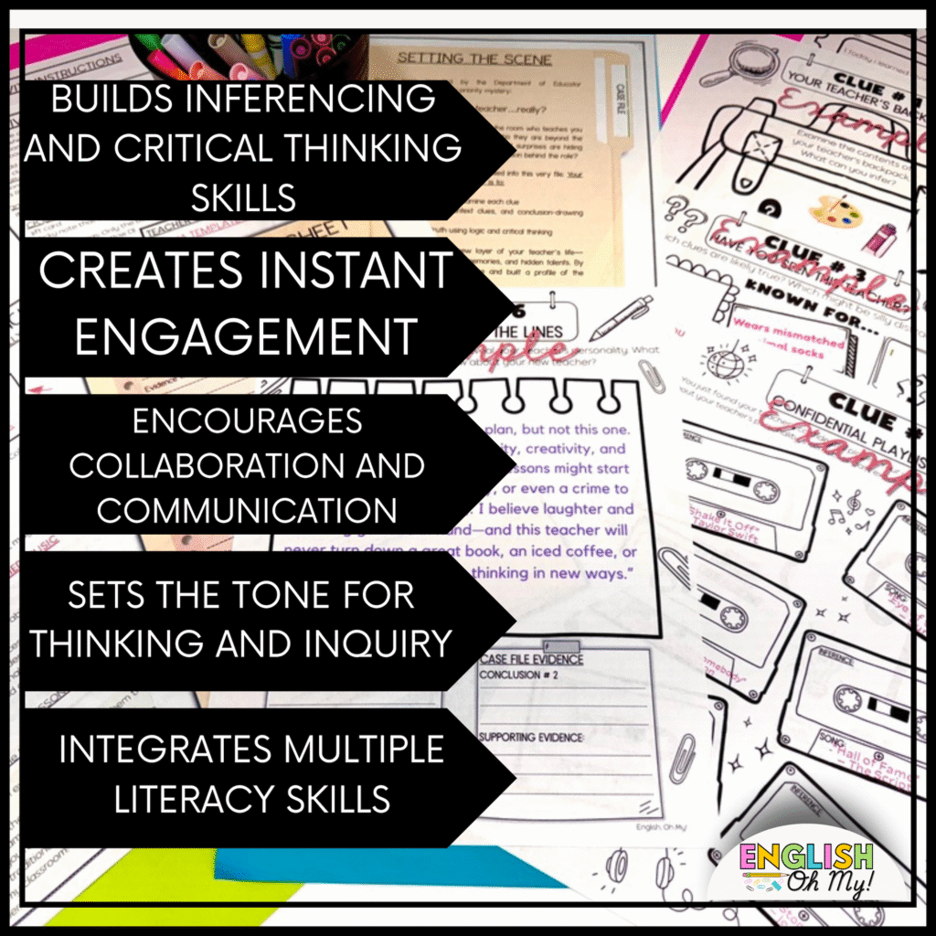 The Mystery of Your New Teacher Back to School Activity - English, Oh My!