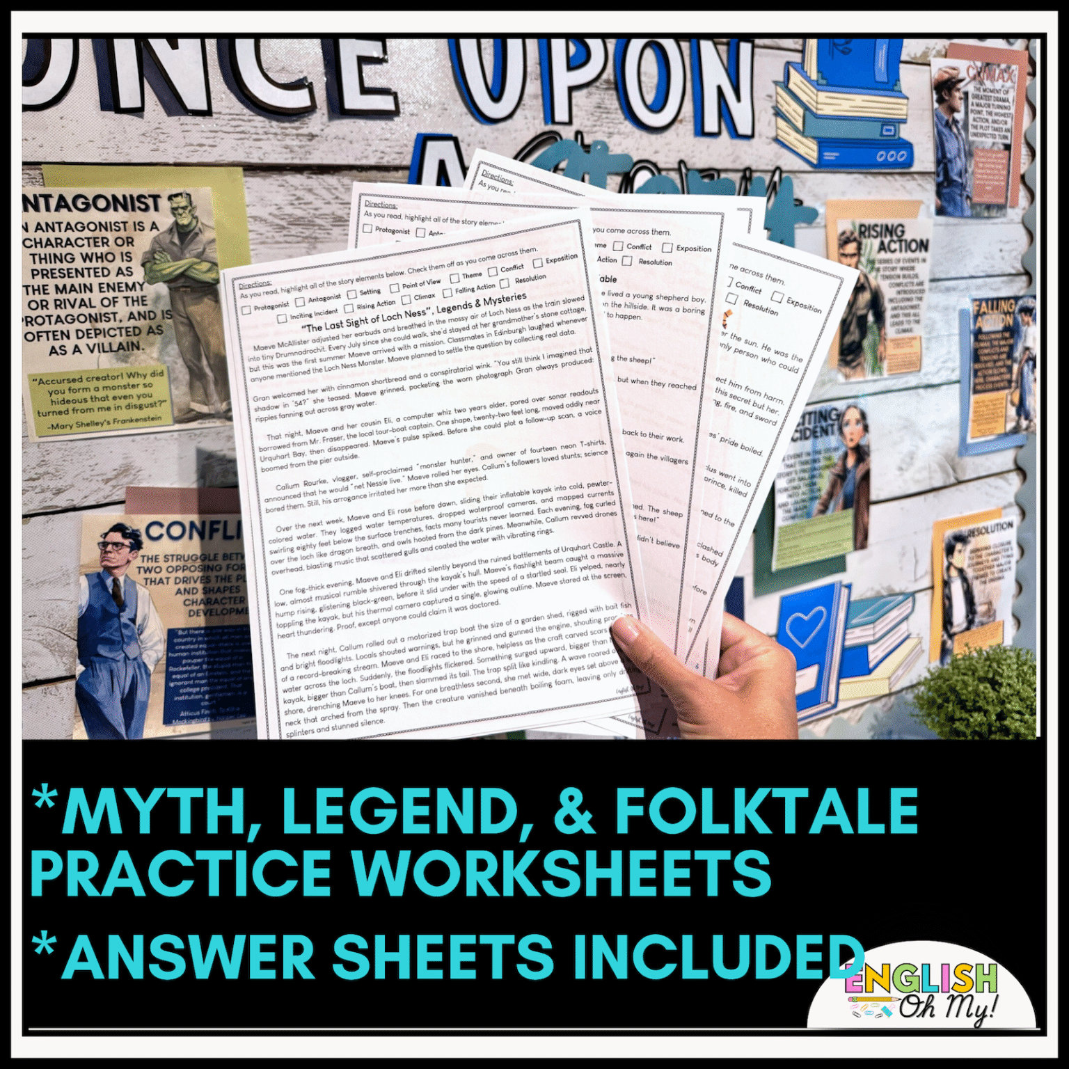 Story Elements Bulletin Board Kit - English, Oh My!
