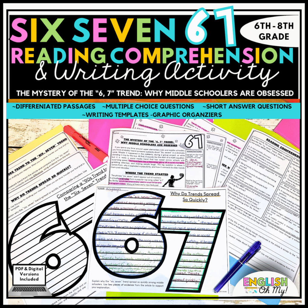6 7 Activities Reading Comprehension & Writing Activities - English, Oh My!