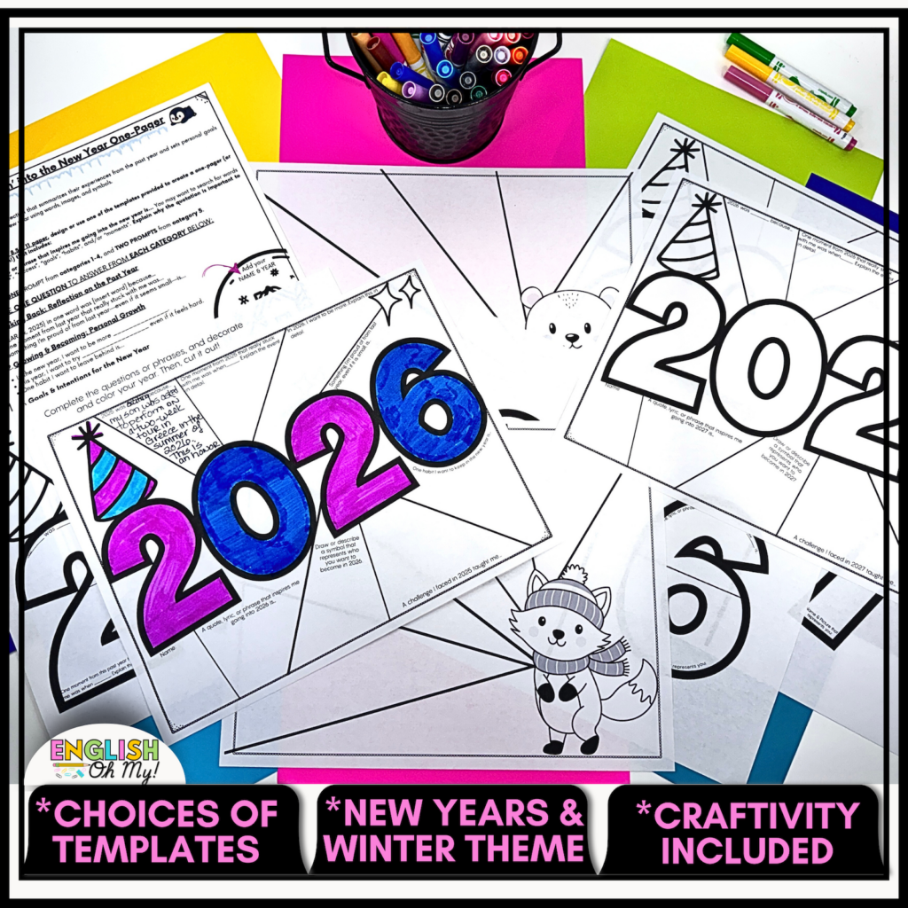 New Year's One Pager Activity & Craftivity - English, Oh My!