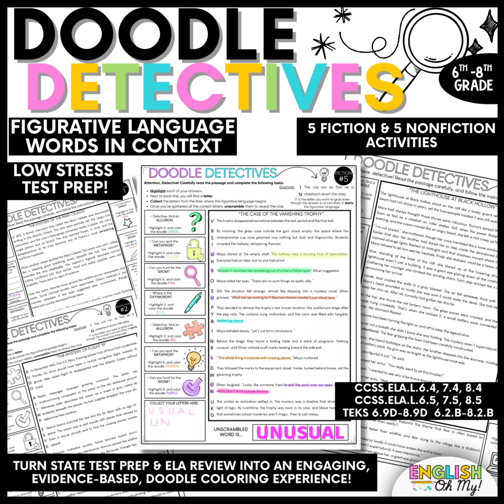 Figurative Language & Words in Context Doodle Detectives - English, Oh My!